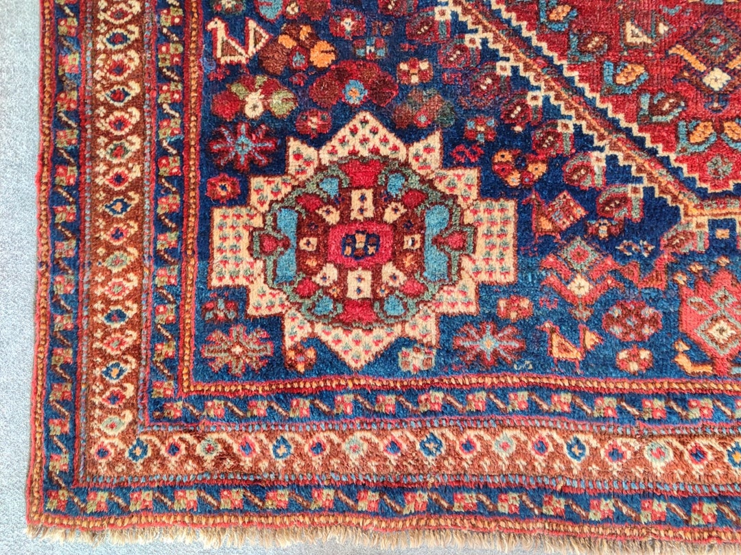 Dark Persian Rug 5x7, Navy Heriz Rug, Fabulous Turkish Rug 5x7, Vintage ...