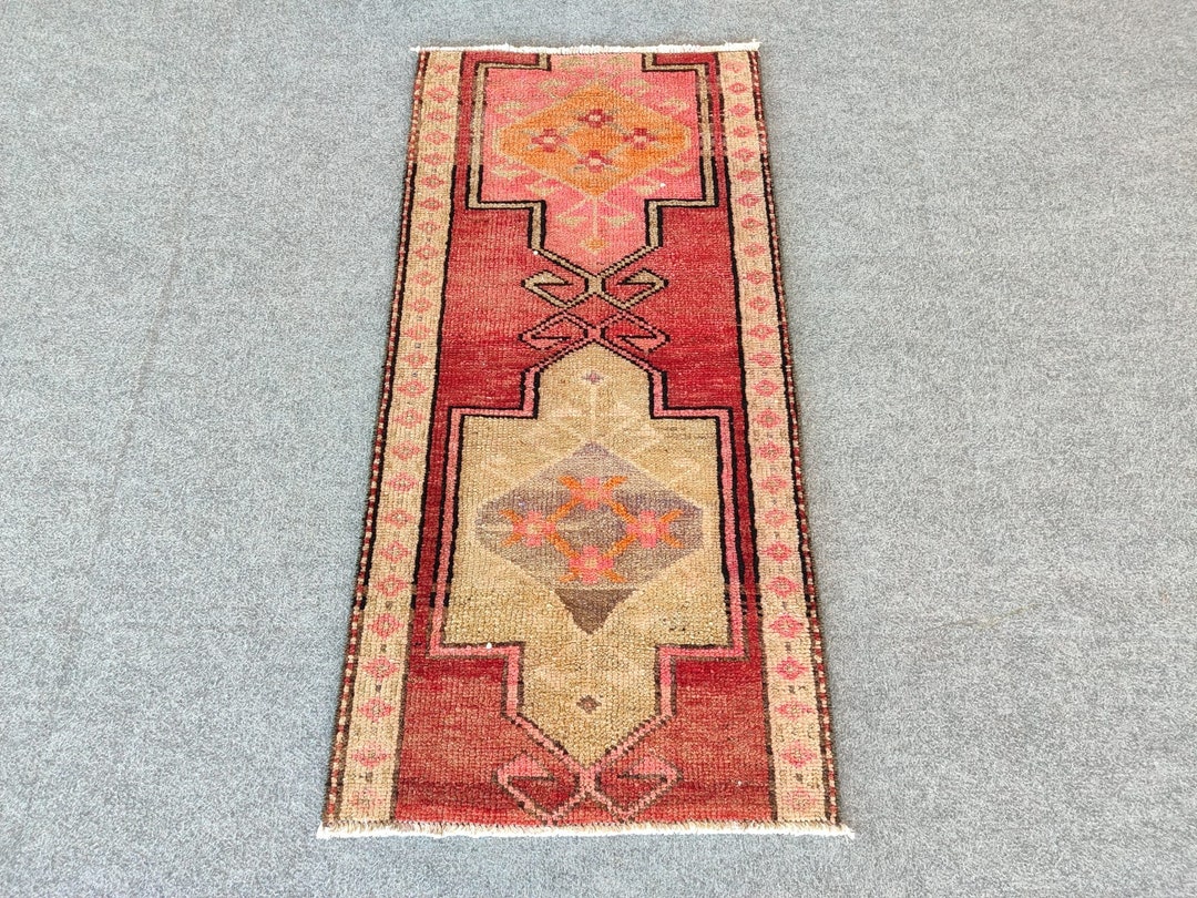 2x4 Rug, Skinny Runner Rug, Small Herki Rug, Red 2x4 Rug Turkish ...