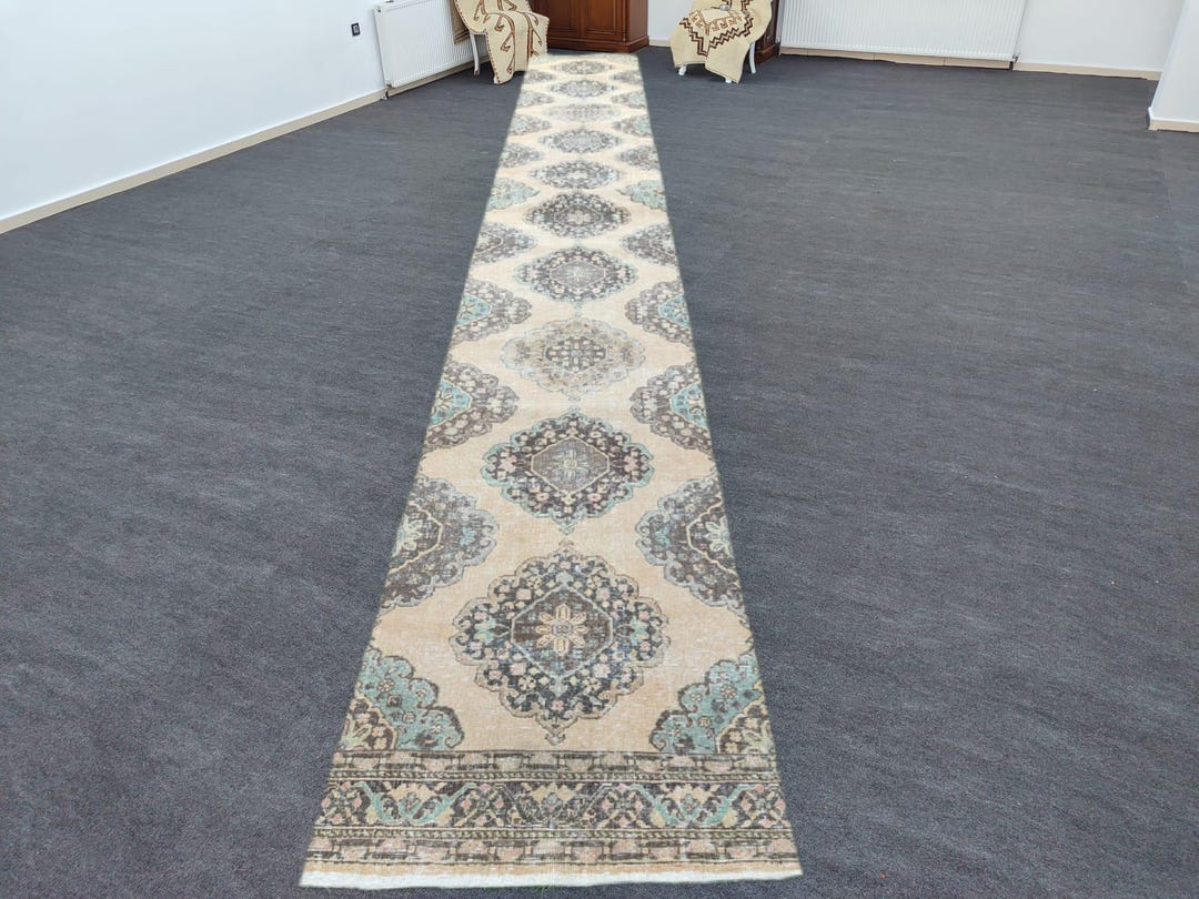 20 Feet Runner Rug Turkish, Antique Long Runner Handmade, Vintage 3x20 ...