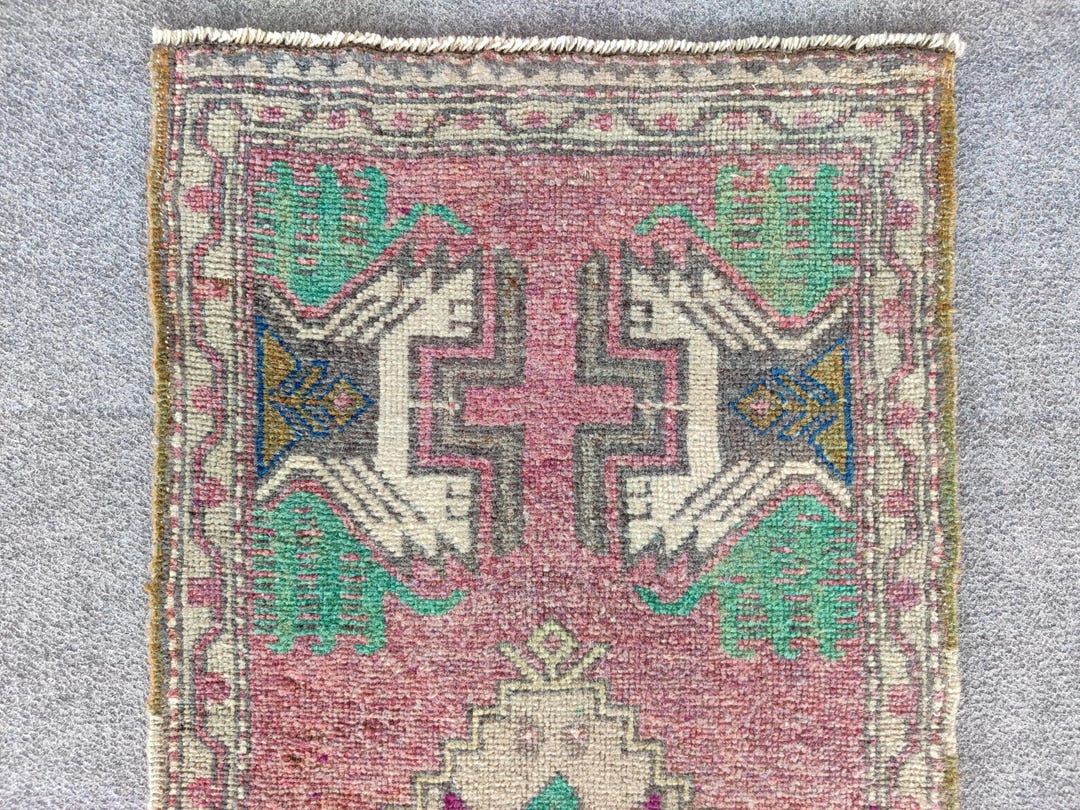 2x4 Rug Vintage, Skinny Doormat Rug 2x4, Small Turkish Rug 2x4, Oushak ...
