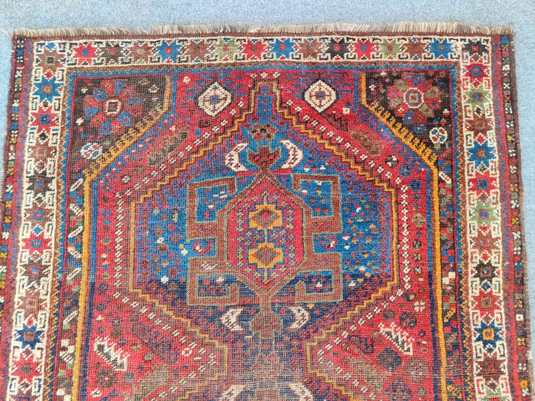 Late 1800's Rug Antique 4x5, Persian Rug 4x5, Shiraz Rug, Deep Color ...