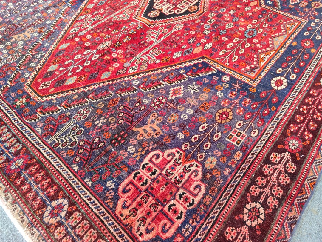 5x6 Rug Persian, Heriz Rug, Kurdish Rug, Red Turkish Rug 5x6, Vintage ...