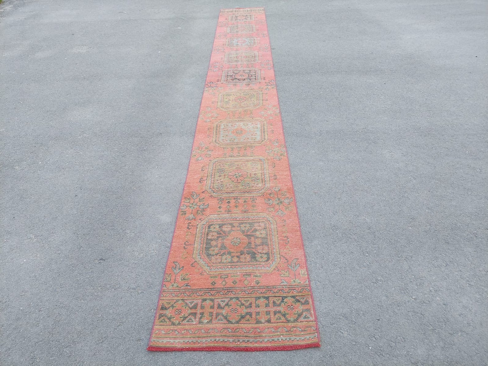 19 Extra Long Rug Runner, Rug Runner 3x19 Oushak Vintage Turkish ...