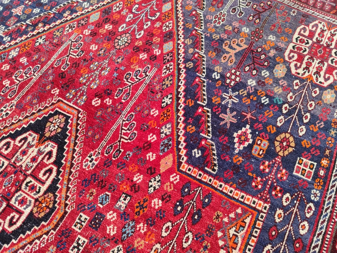 Red Turkish Rug 5x6, Dark Vintage Rug 5x6, Heriz Rug, Oushak Rug 5x6 ...