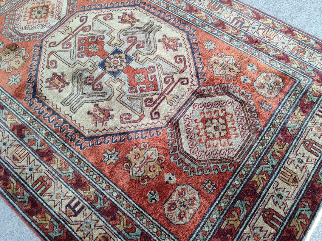 5x7 Persian Rug, Antique 5x7 Heriz Rug, Vintage 5x7 Turkish Rug Deep ...