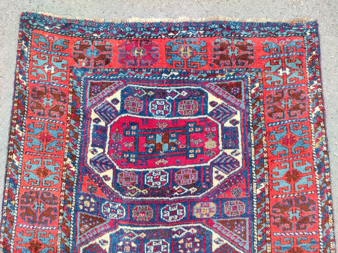 4x6 Kurdish Rug, Caucasian Rug, Kazak Pattern Rug, Rare Antique Rug 4x6 ...