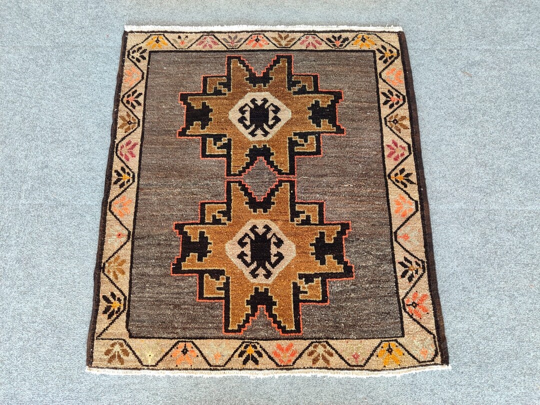 3x4 Rug Persian, Shiraz Rug, Heriz Rug, Blue Turkish Rug 3x4, Geometric ...