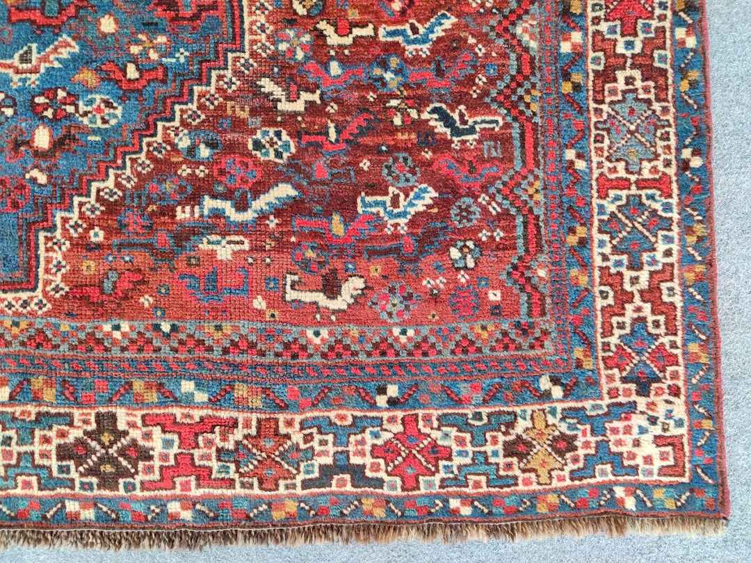 Coral Shiraz Rug 5x6 Antique, Persian Rug 5x6, Square Rug, Malayer Rug ...
