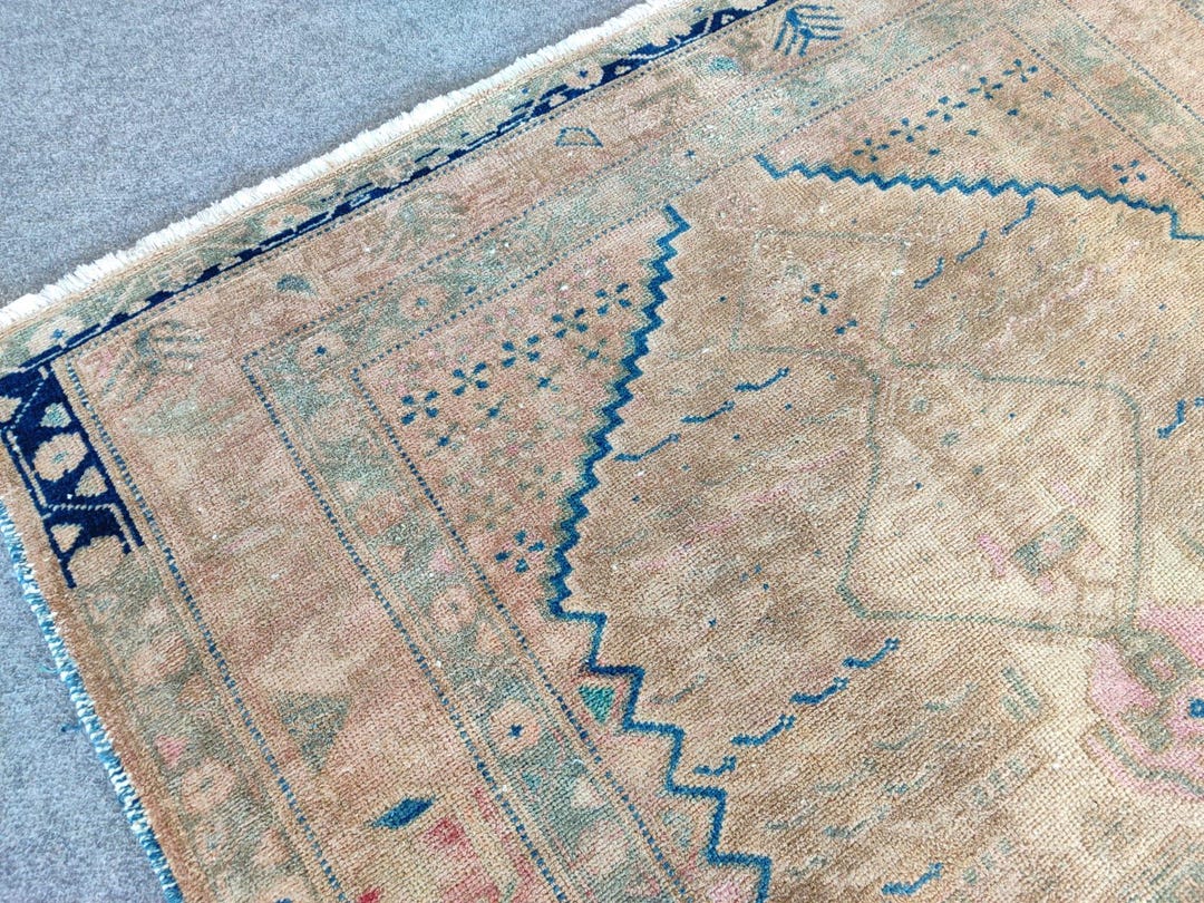 5x7 Persian Rug Muted Color, Heriz Rug 5x7 Navy, Turkish 5x7 Oushak Rug ...
