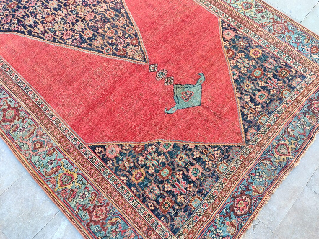 6x12 Gorgeus Antique Rug, Stunning Red Navy Color Rug Persian 6x12 ...