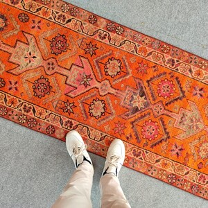 2'8" X 14' Long Runner Antique, Herki Rug 3x14 Runner, Orange 3x14 ...