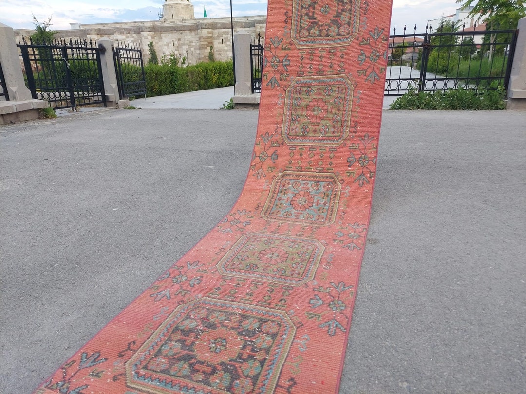 19 Extra Long Rug Runner, Rug Runner 3x19 Oushak Vintage Turkish ...
