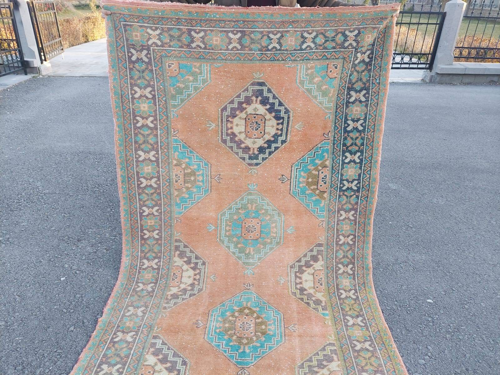 Runner 4x10, Vintage Runner 4x10, Oushak Runner 4x10, Rug 4x10, Turkish ...