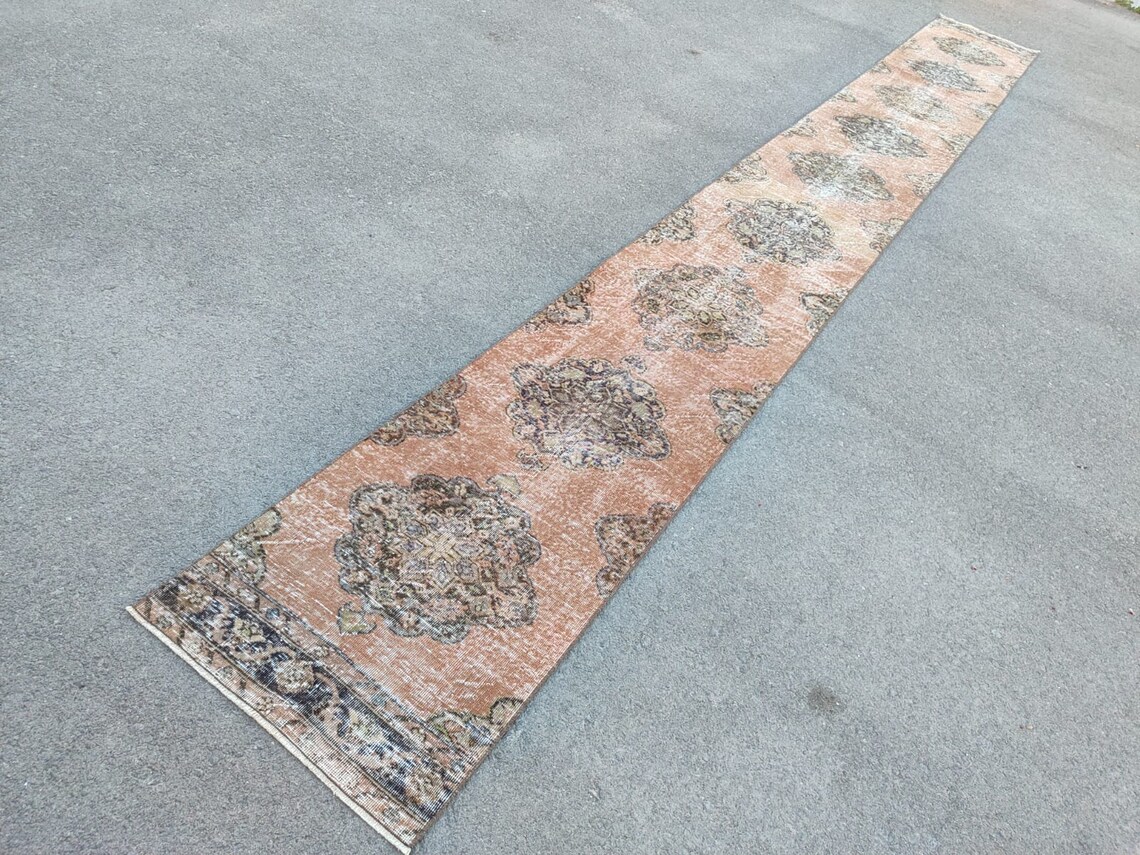 19 Extra Long Runner Rug, Long Runner Turkish 3x19, Geometric Runner ...