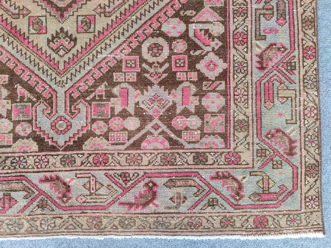 5x7 Rug Persian Turkish Vintage Oushak, Heriz Rug, Blue Turkish Rug 5 ...