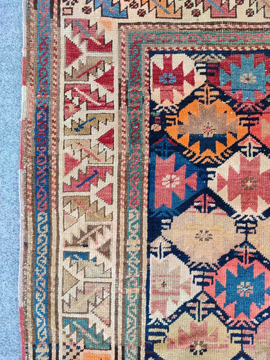 1800's Rug Antique 3x5, Caucasian Kazak Rug, Azerbaijan Shirvan Rug ...