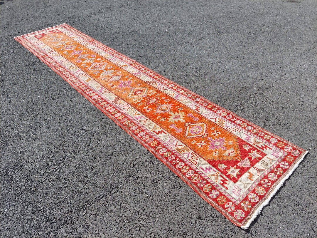 Rug Runner 3x14, Turkish Runner 3x14, 3 by 14 Runner, Orange Runner Rug ...