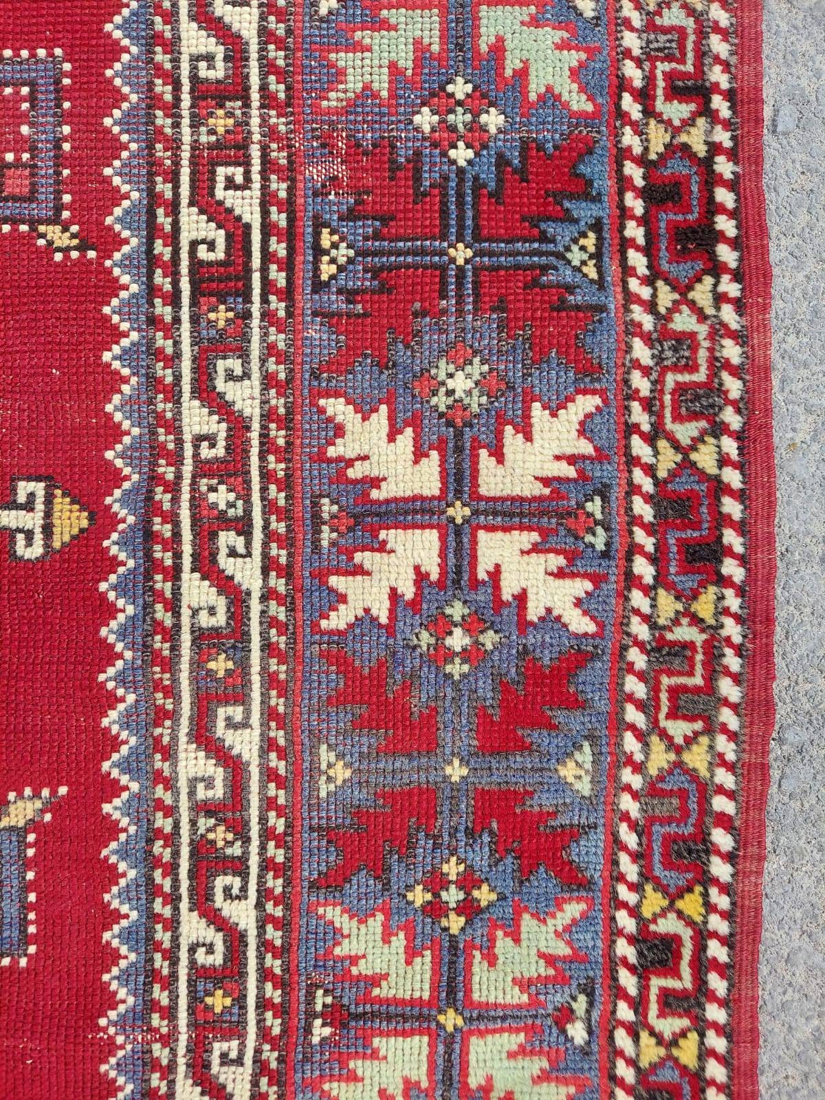 6x8 Antique Rug Red Color, Caucasian Rug, Turkish Rug 6x8 Dark Red ...