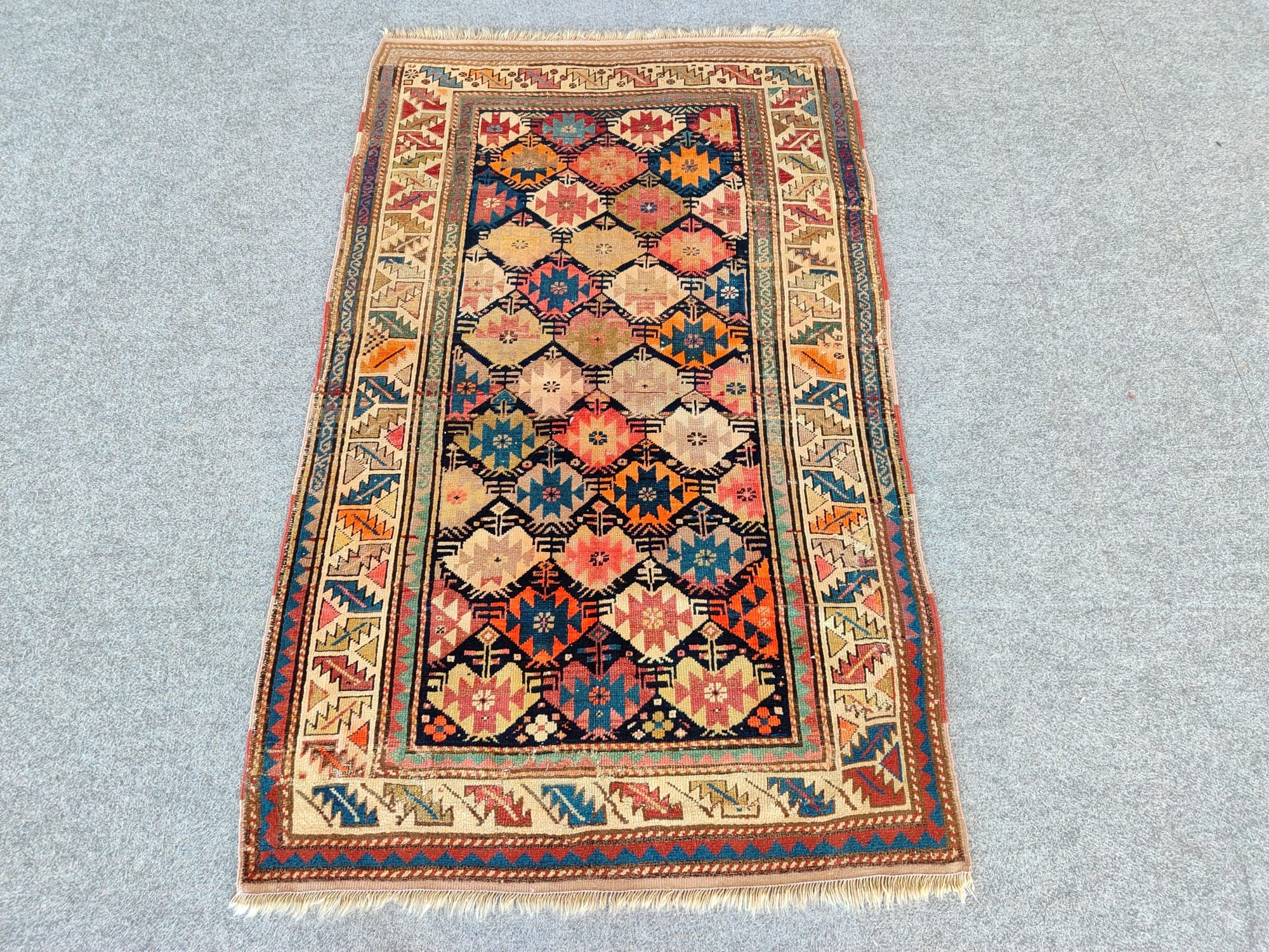 1800's Rug Antique 3x5, Caucasian Kazak Rug, Azerbaijan Shirvan Rug ...