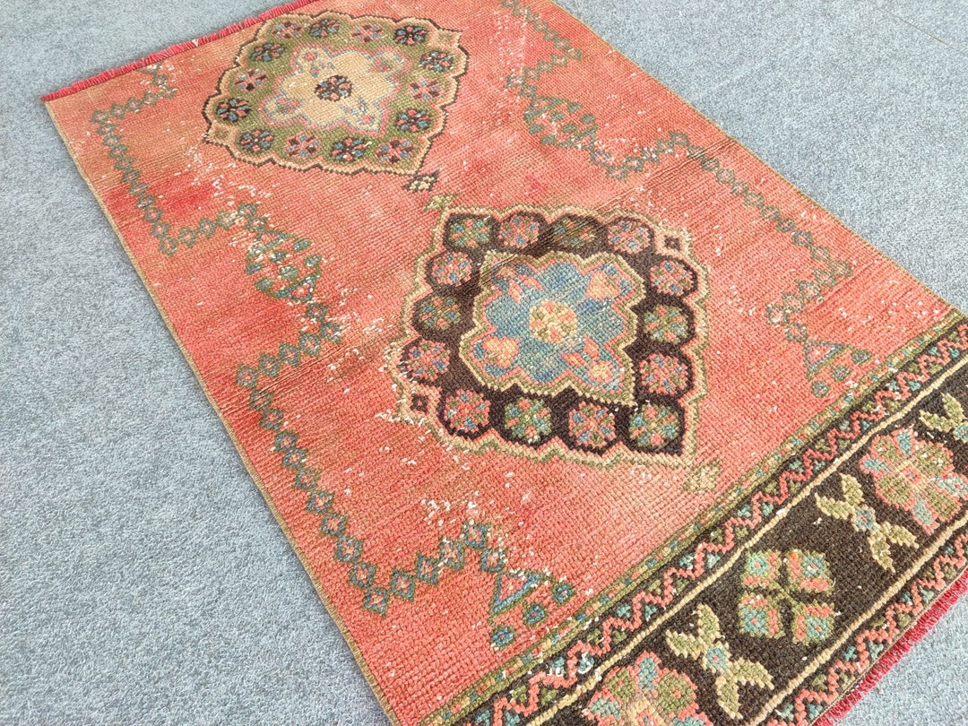 3x4 Rug Vintage, Muted Persian Rug 3x4, Neutral Turkish Rug 3x4 ...