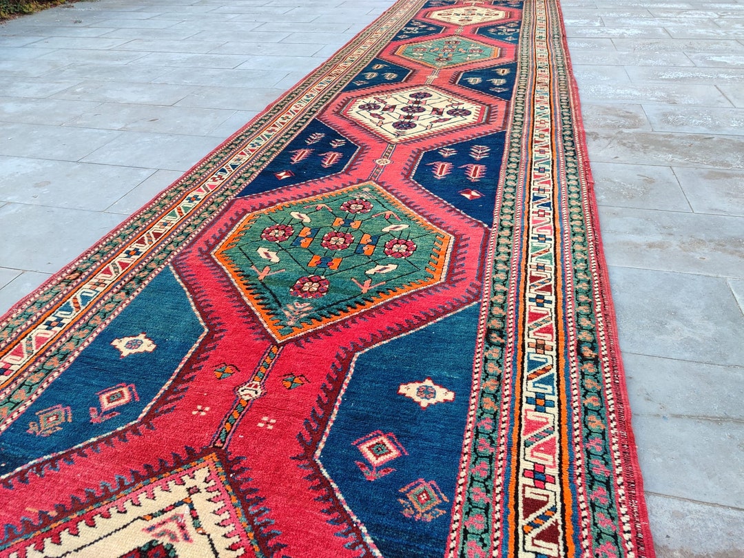 1900's Antique Runner Extra Long, Persian Long Runner, Long Heriz ...