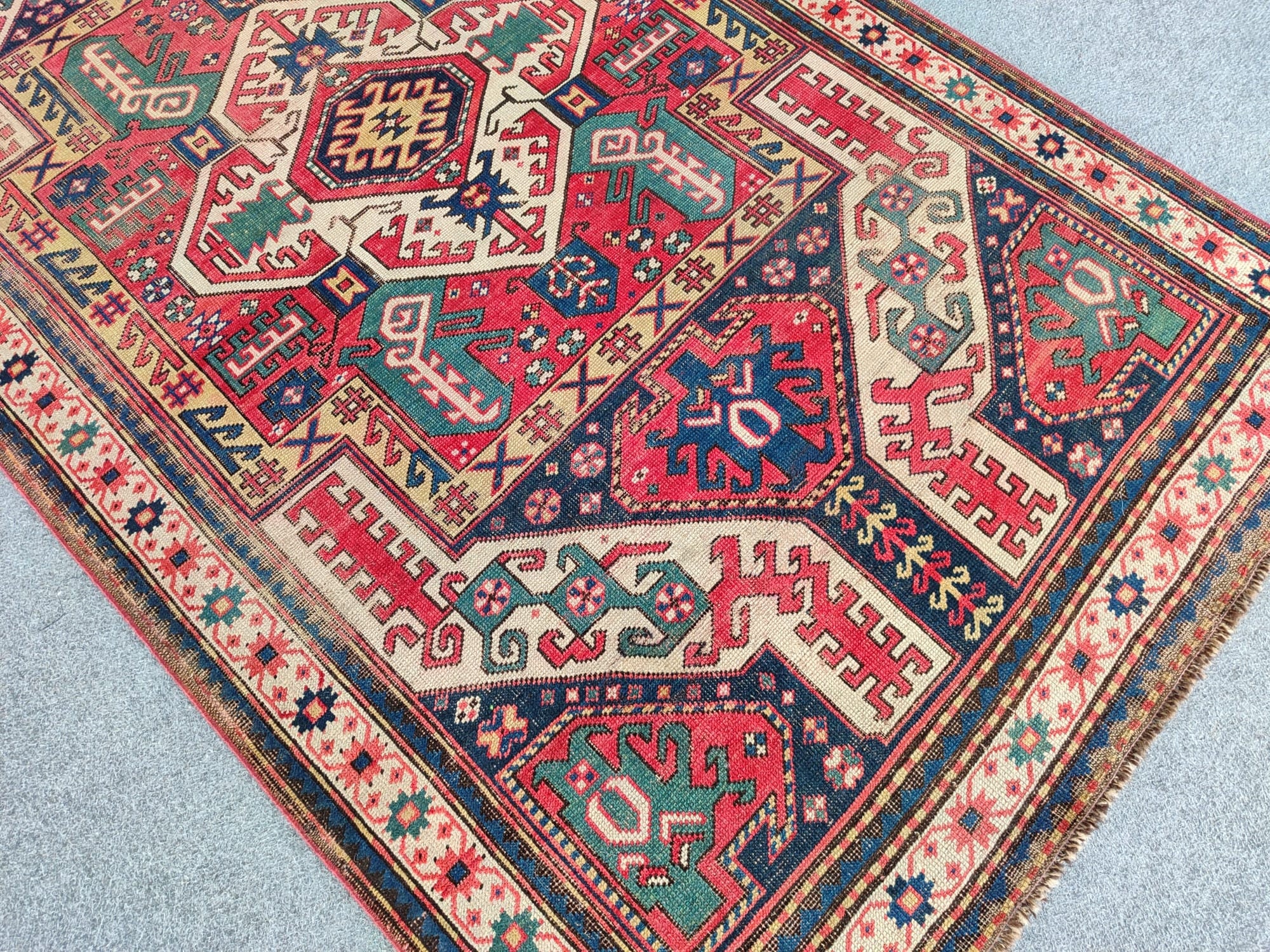 1800's Fabulous Antique Rug 5x7, Kazak Rug Vintage 5x7, Caucasian Rug ...