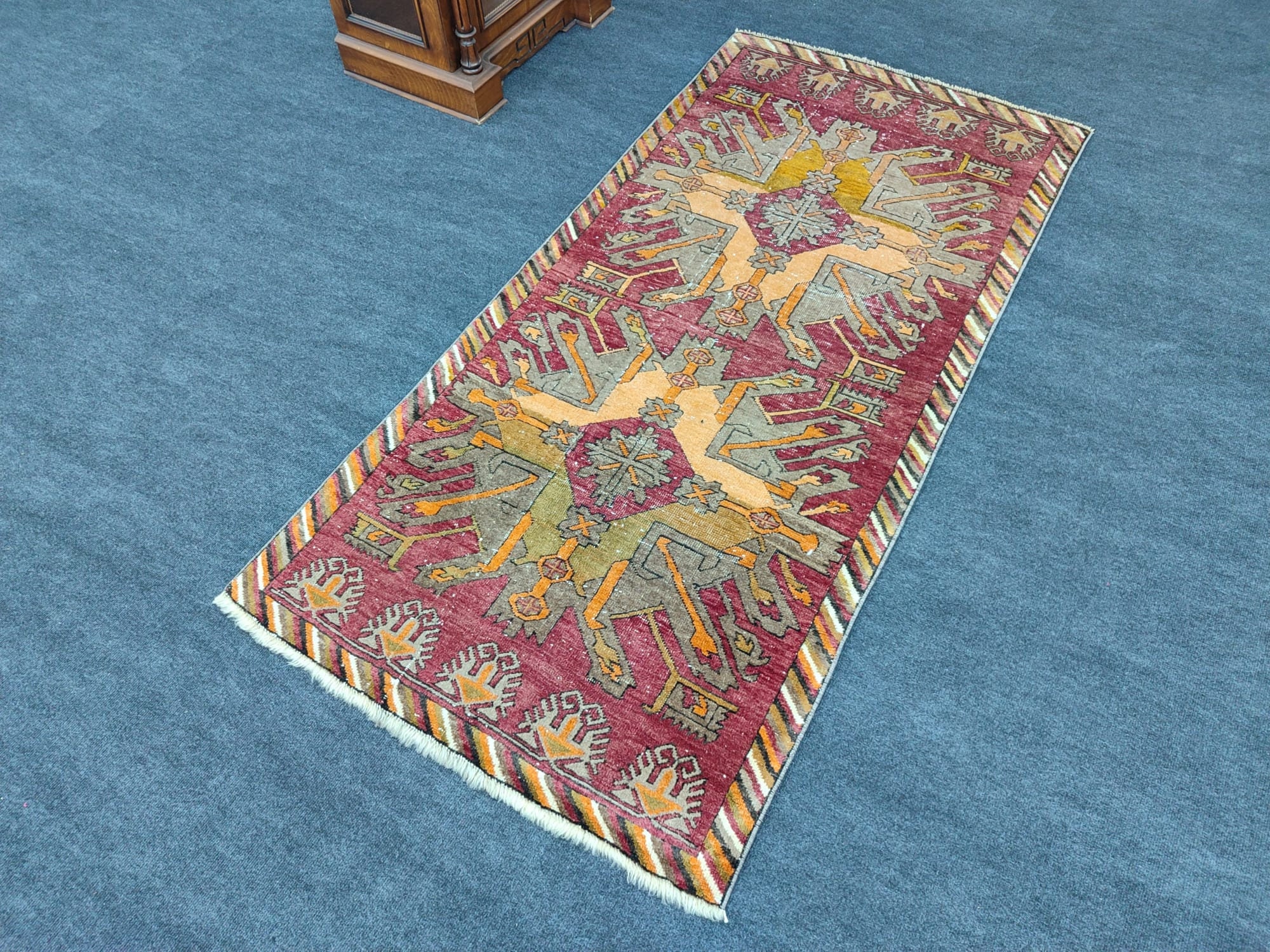 Heriz Rug 3x7, Short Runner Rug, Antique Rug 3x7, Persian Rug 3x7 ...