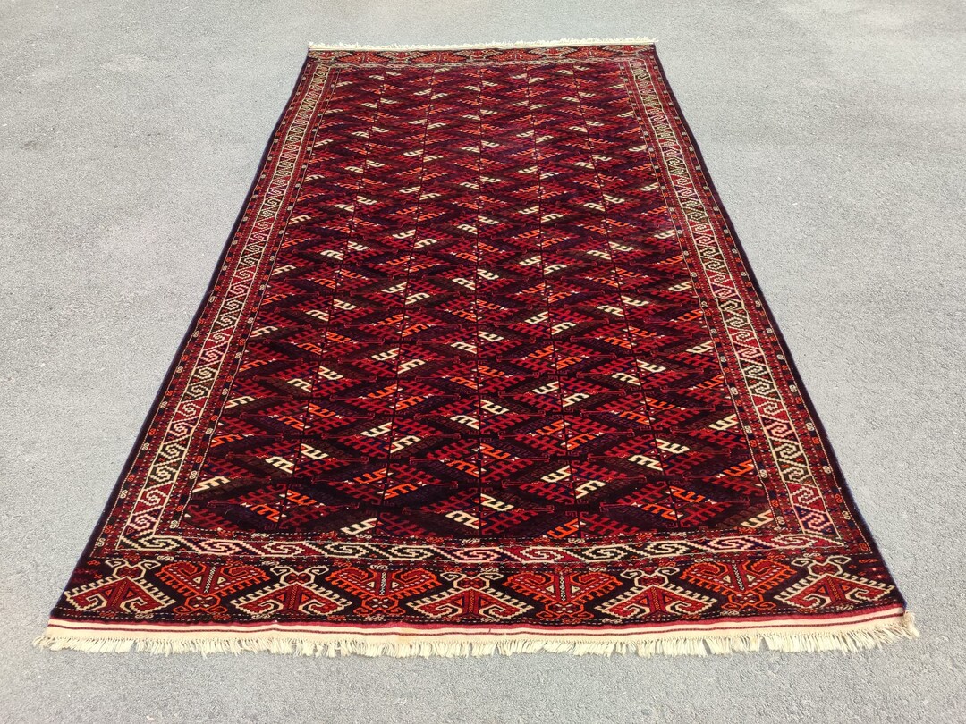 7x12 Turkmen Area Rug, Oversize Antique Rug 7x12, Afghan Area Rug 7x12 ...