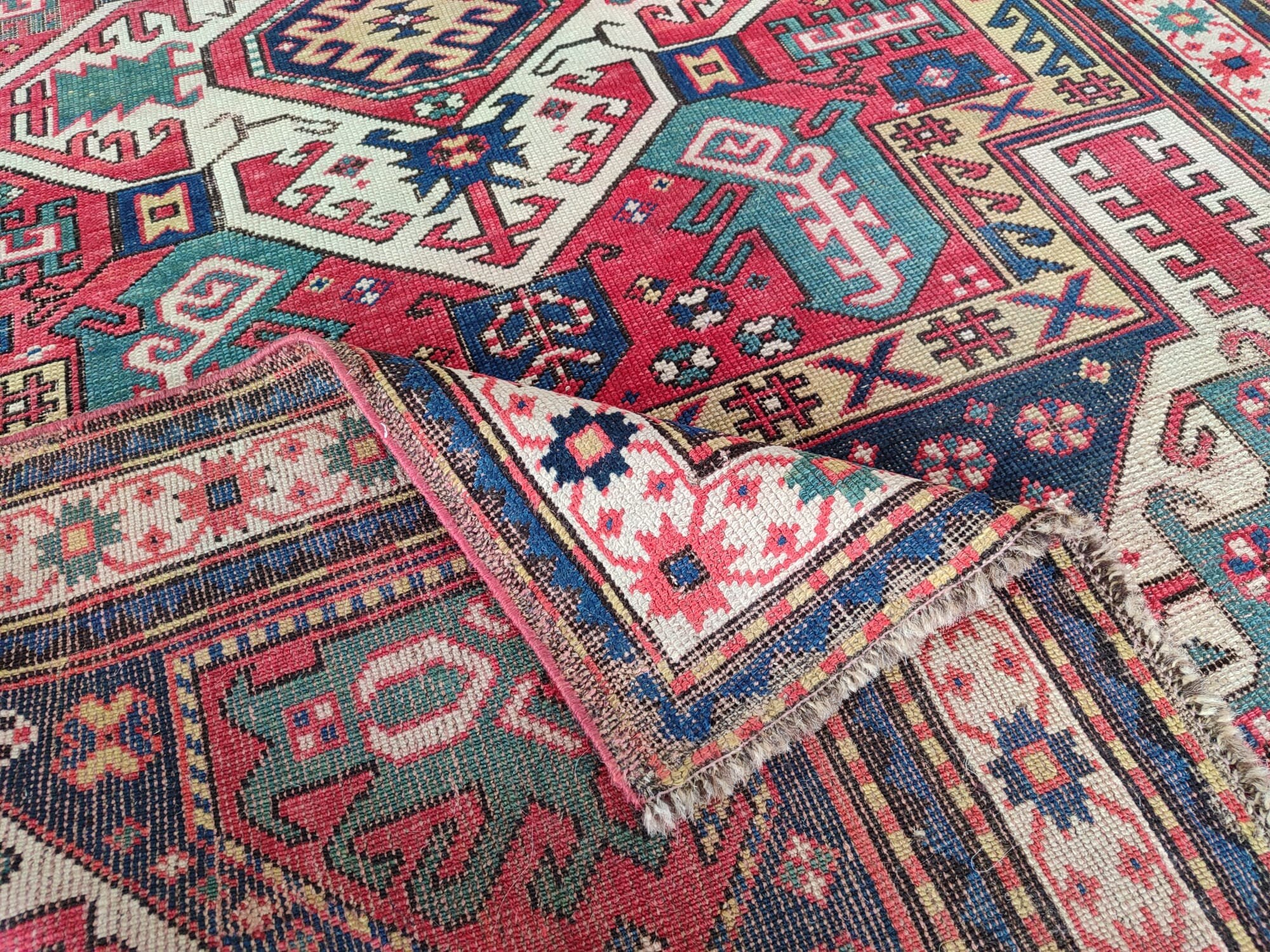 1800's Fabulous Antique Rug 5x7, Kazak Rug Vintage 5x7, Caucasian Rug ...