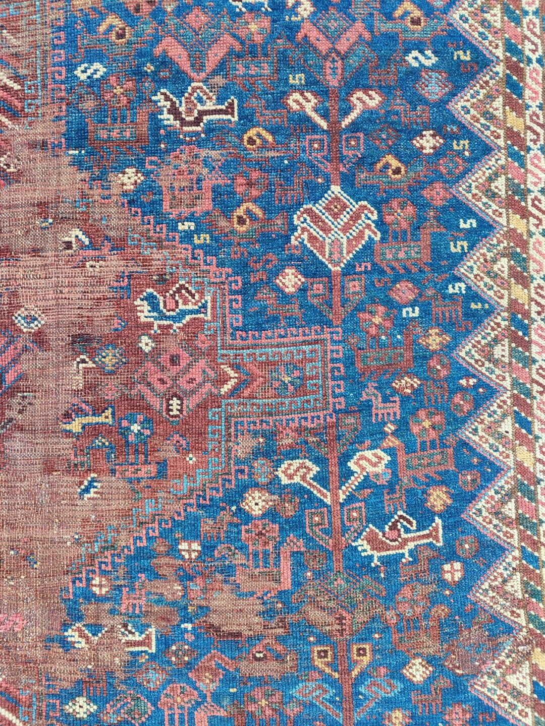 5x6 Shiraz Rug Navy Antique, Persian Rug 5x6 Vibrant Color, Heriz Rug ...