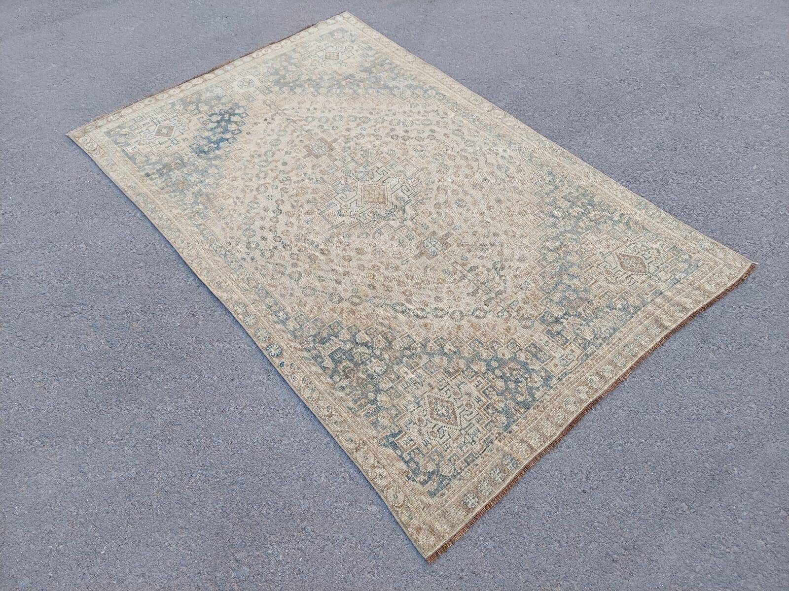 Persian Rug 5x7, Heriz Rug 5x7, Neutral Turkish Rug 5x7, Muted Vintage ...