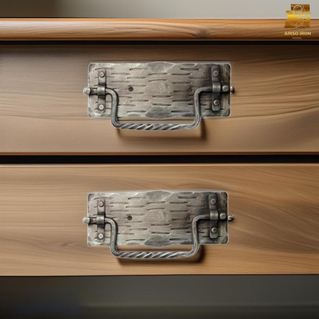 Hand-forged Iron Chest Handles, Rustic Trunk Cabinet Pulls, Black Metal ...