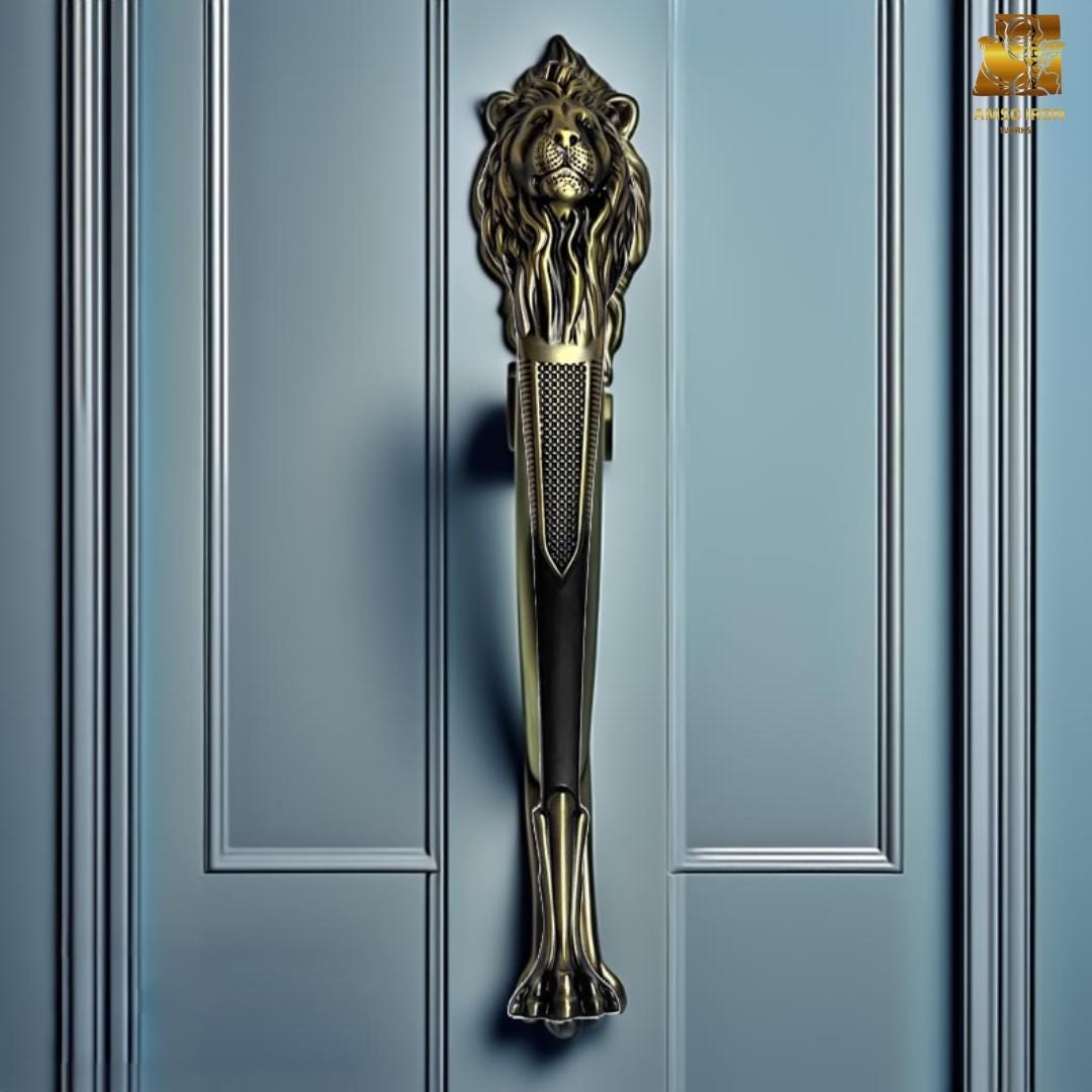 Lion Head Antique Brass Door Handle Main Door Handles With Regal Lion ...