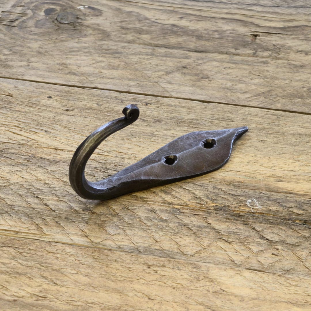Hand Forged Iron Coat Hook, Rustic Blacksmith Hardware - Etsy