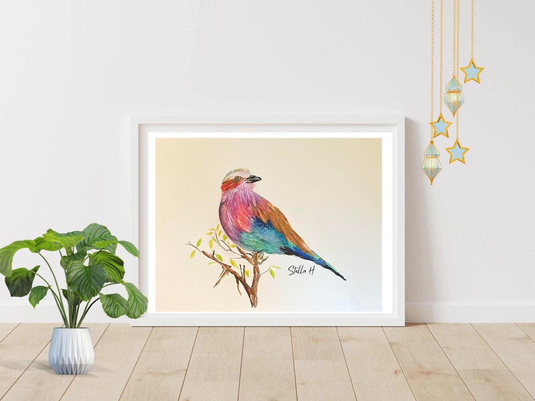 Watercolour of Lilac Breasted Roller Bird, 16"x12" Printable ...
