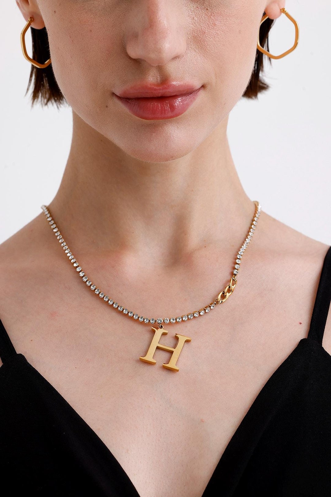 H Letter Necklace-tiny Gold Initials Letter Necklace-h Letter Jewellery ...