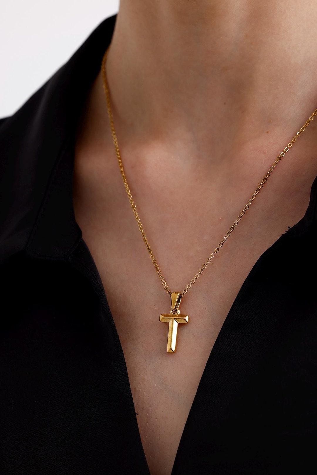 T Letter Necklace-tiny Gold Initials Letter Necklace-t Letter Jewellery ...