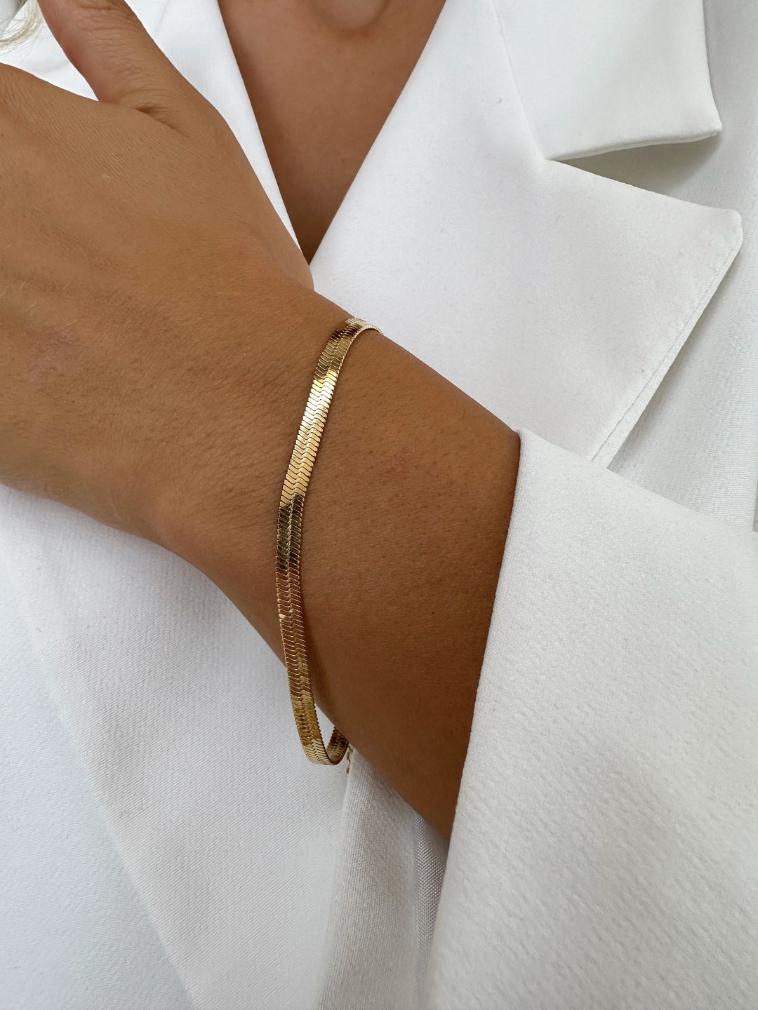 Gold Snake Chain Bracelet• Gold Layering Bracelet• Chain Bracelet ...
