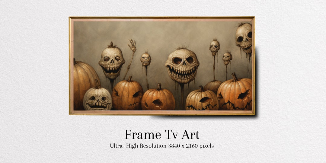 Spooky Pumpkin Frame Tv Art | Scary Frame Tv Art | Skeleton Frame Tv ...