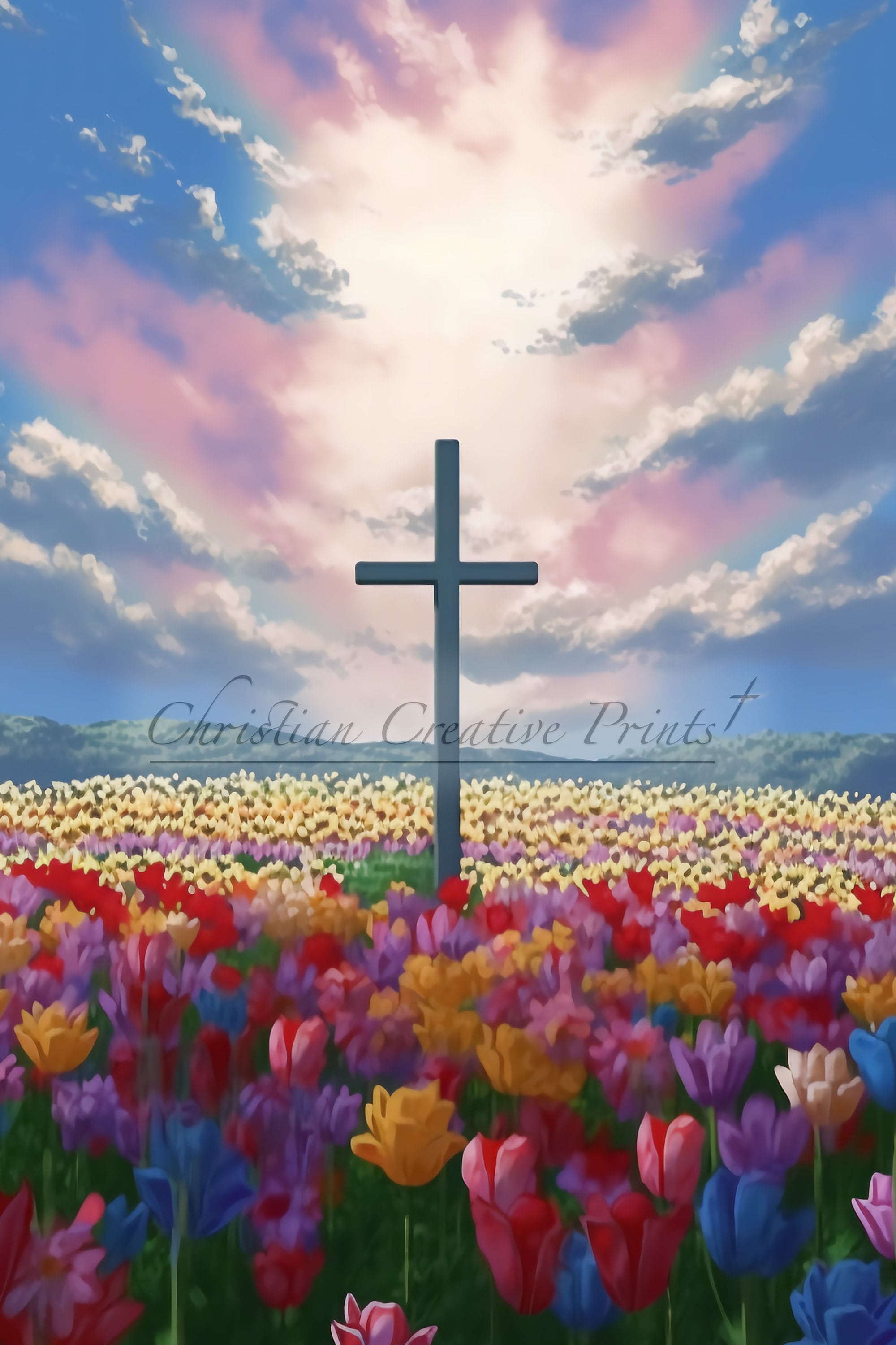 A Cross in A Field of Flowers Downloadable Print Instant Download ...
