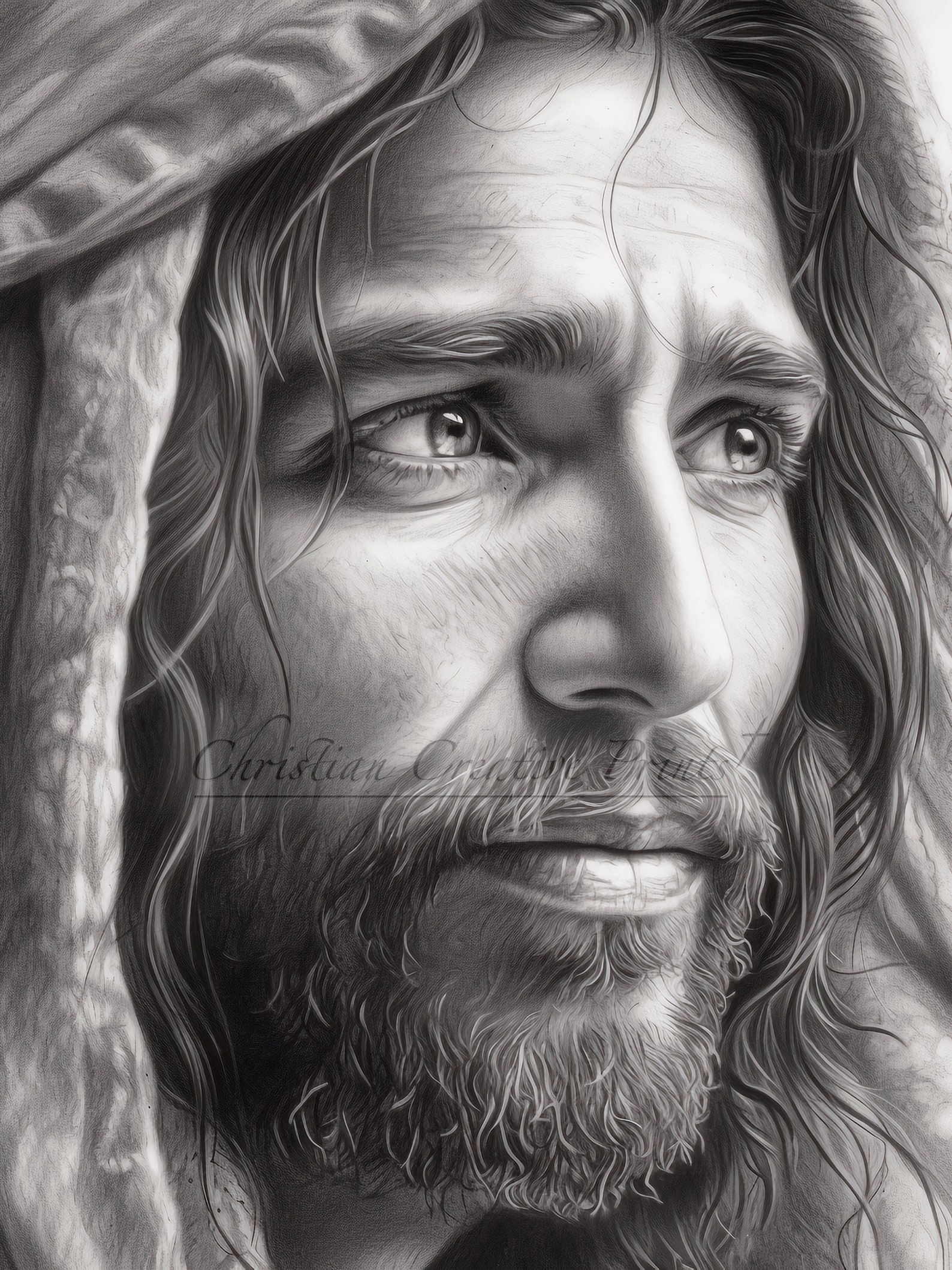 Jesus Portrait Pencil Sketch IV Downloadable Print Digital Download ...