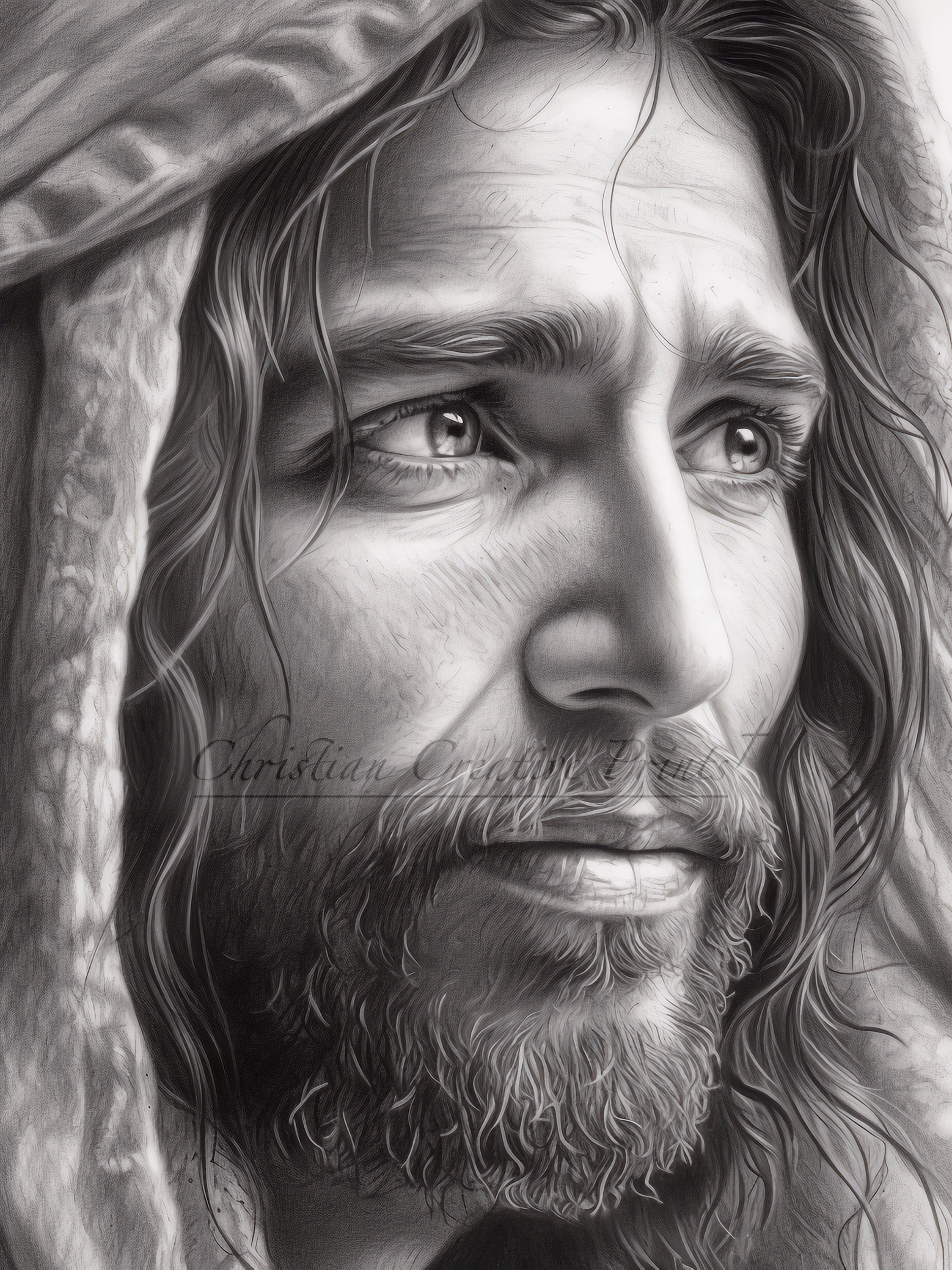 Jesus Portrait Pencil Sketch IV Downloadable Print Digital Download ...