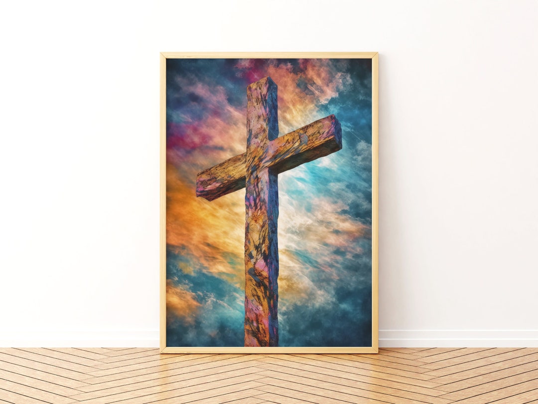 Colorful Cross Downloadable Print Digital Print Christian Artwork ...