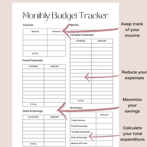 Minimalist Budget Tracker Printable PDF, Budget Planner, Budget ...