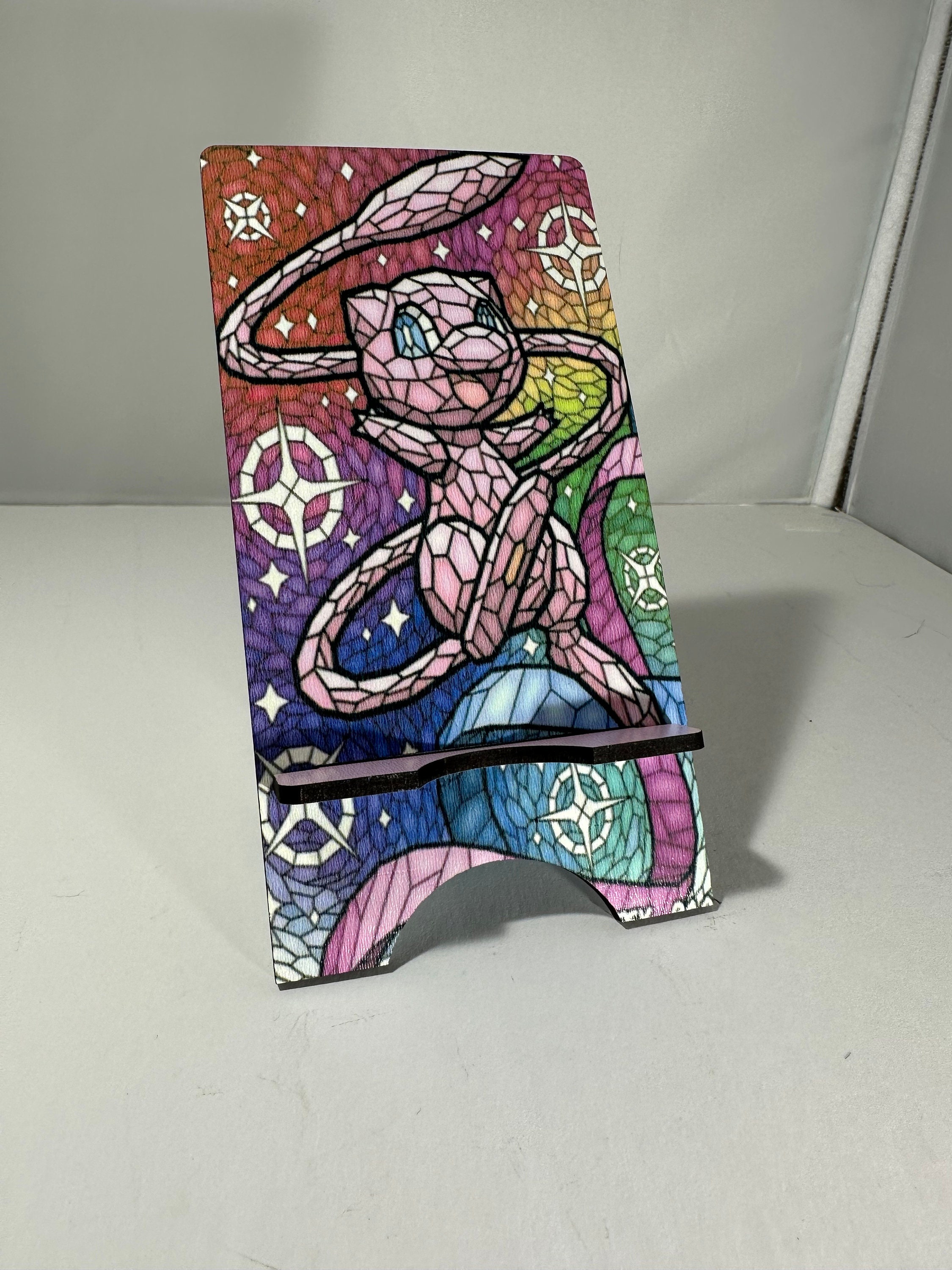 Mew Stained Glass Card/phone Stand Display Mew Stand - Etsy