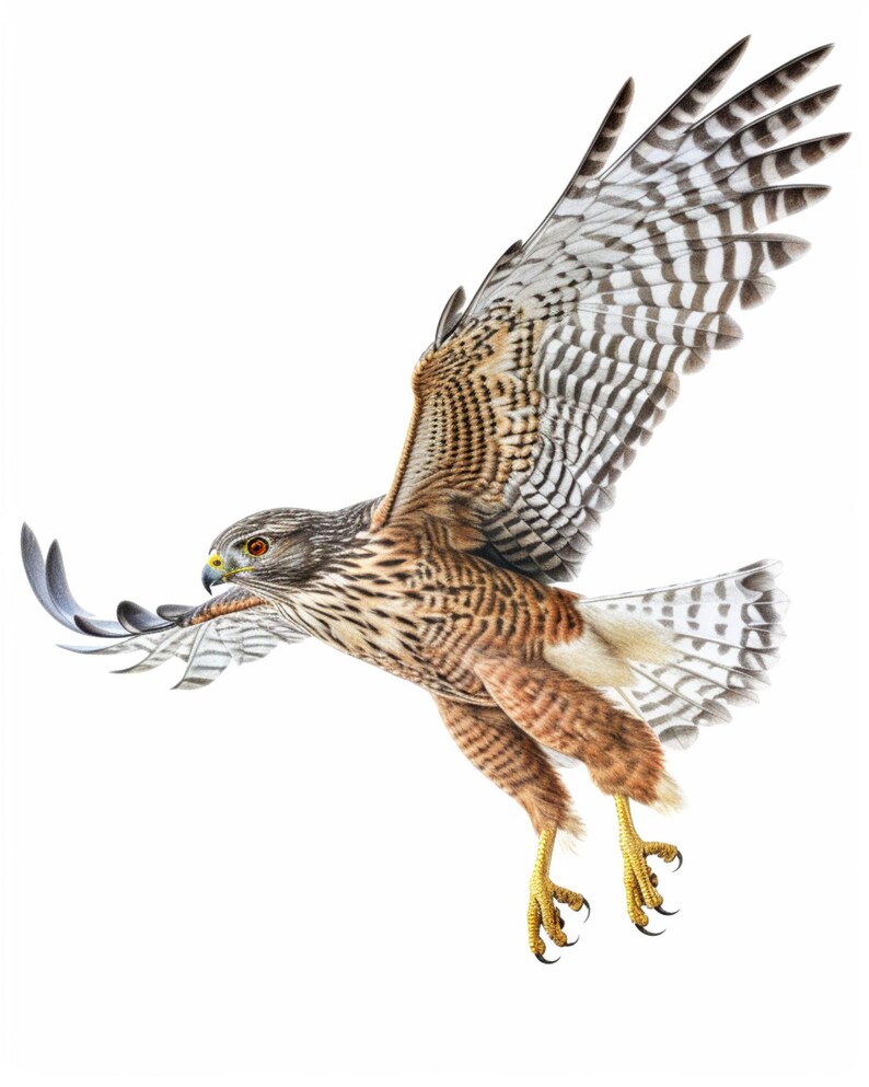 Red-tailed Hawk Digital Art Print – Ai-generated Wildlife Illustration ...