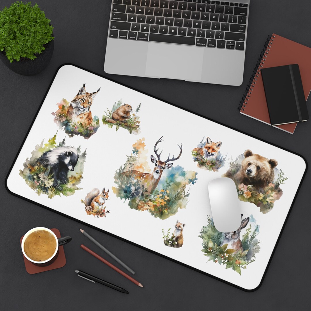 Desk Mat - Woodland Animals, Keyboard Pad, Office Accessories, - Etsy