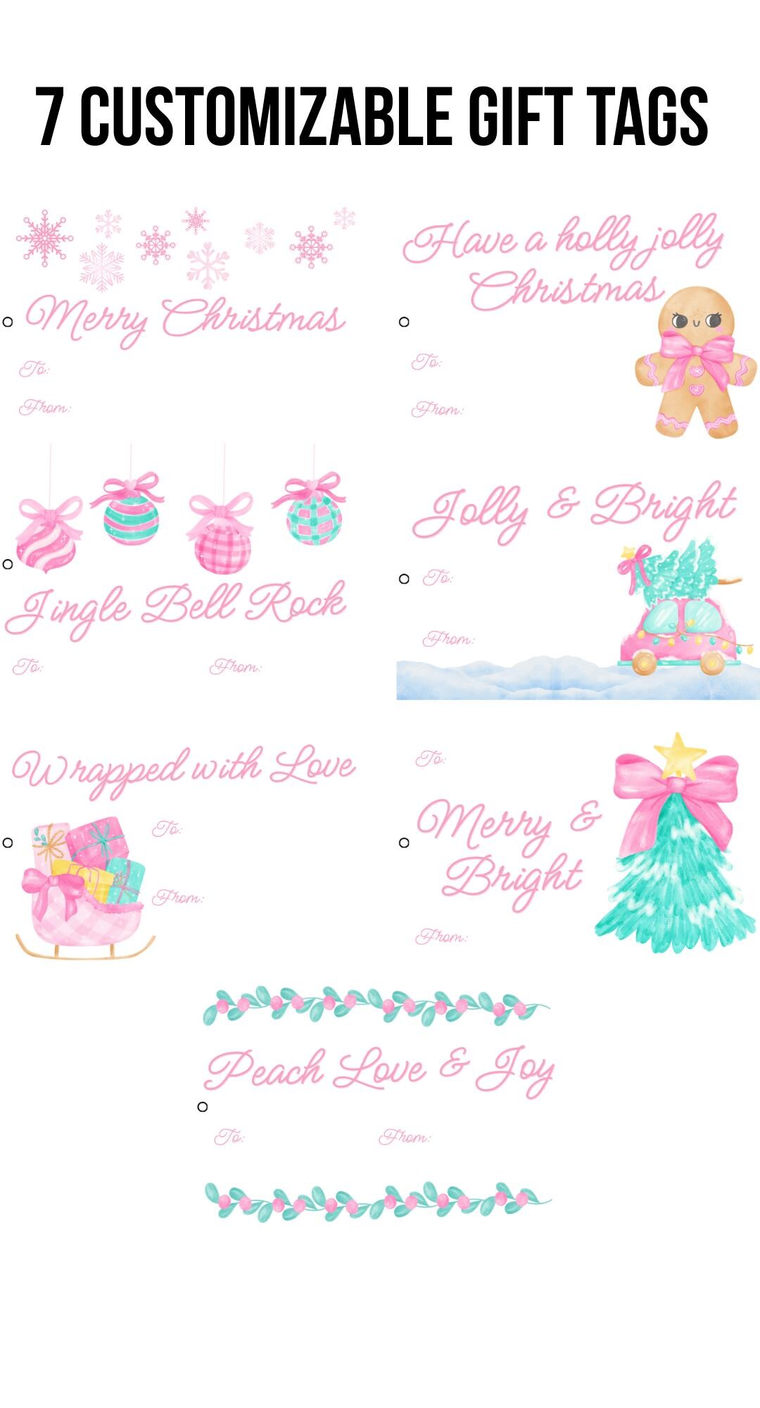 Pink Christmas Gift Tags | Girly Holiday Tags, 3x2" (canva Template) - Etsy