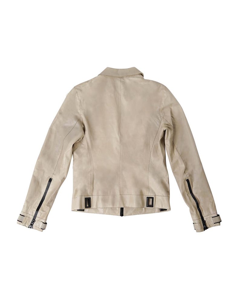 Miu Miu S/S2000 Leather Zip Jacket in Beige - Etsy
