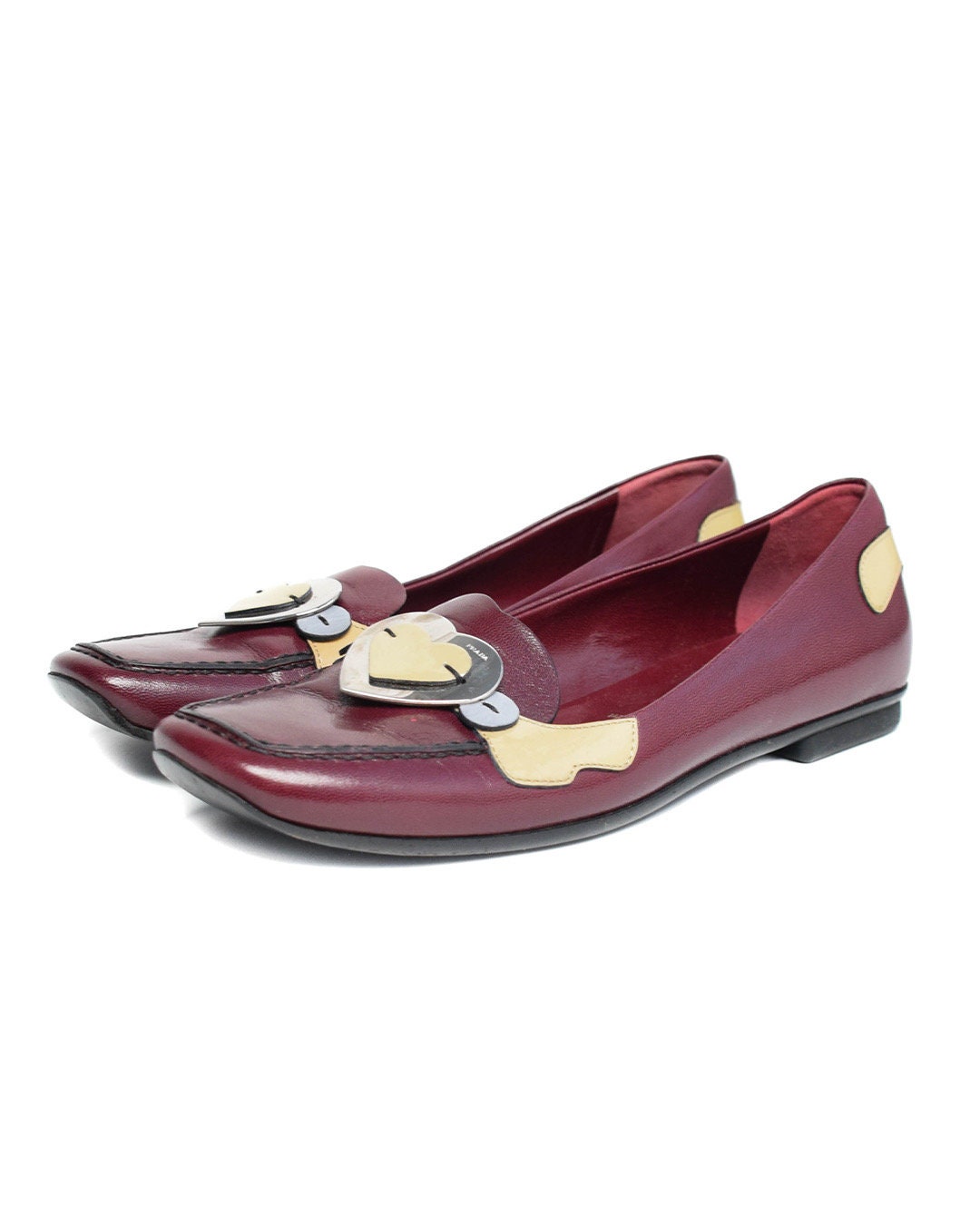 Prada Late 90s Leather Heart Loafers - Etsy